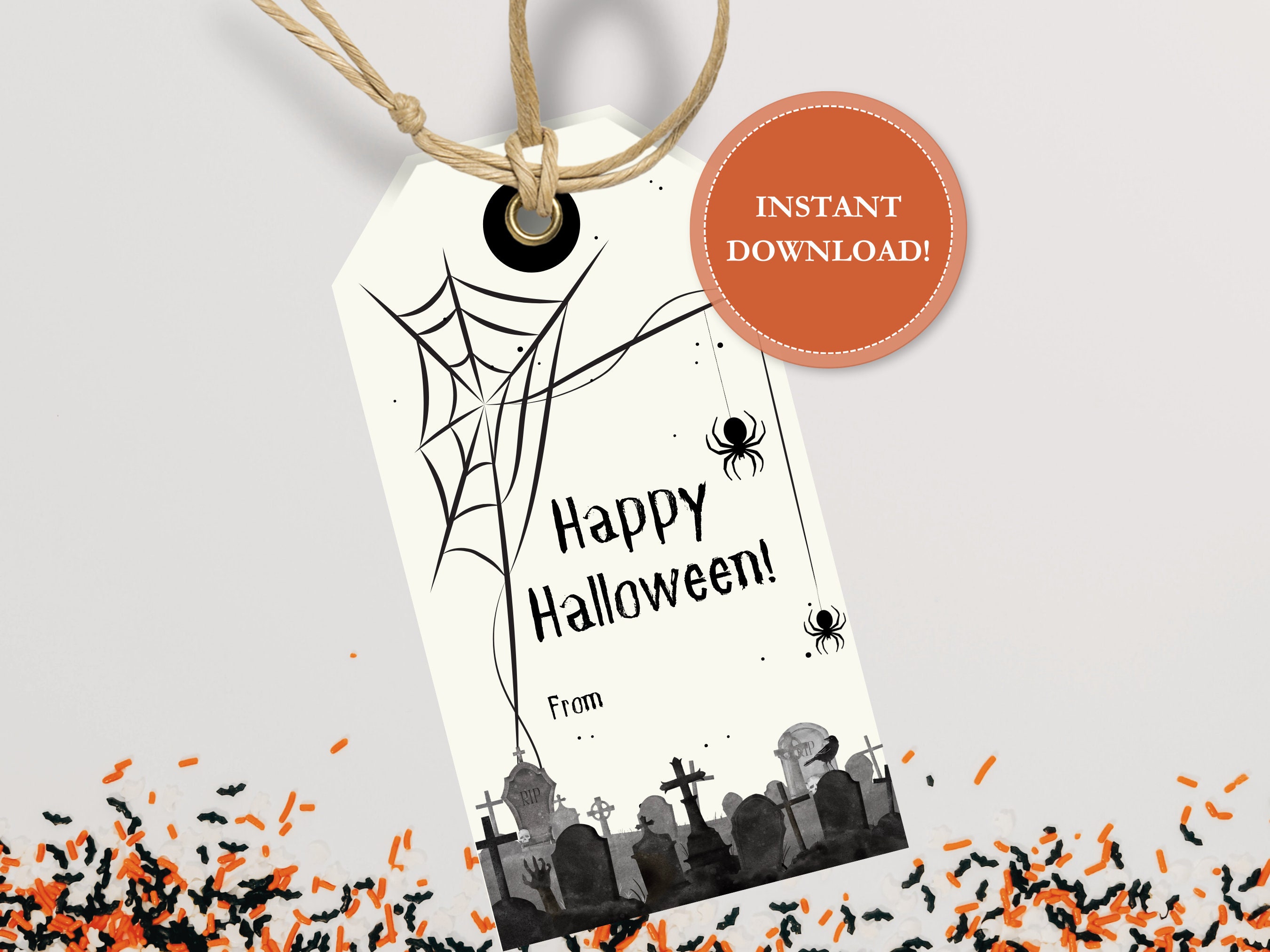 Halloween Gift Tag Printable Graveyard Treat Bag Tag - Etsy