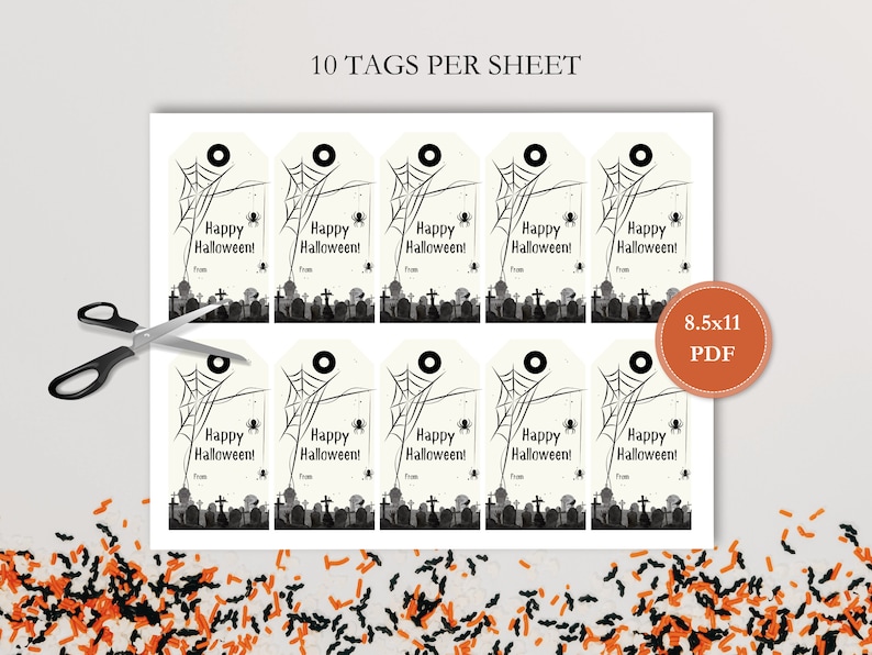 Halloween Gift Tag Printable Graveyard Treat Bag Tag - Etsy
