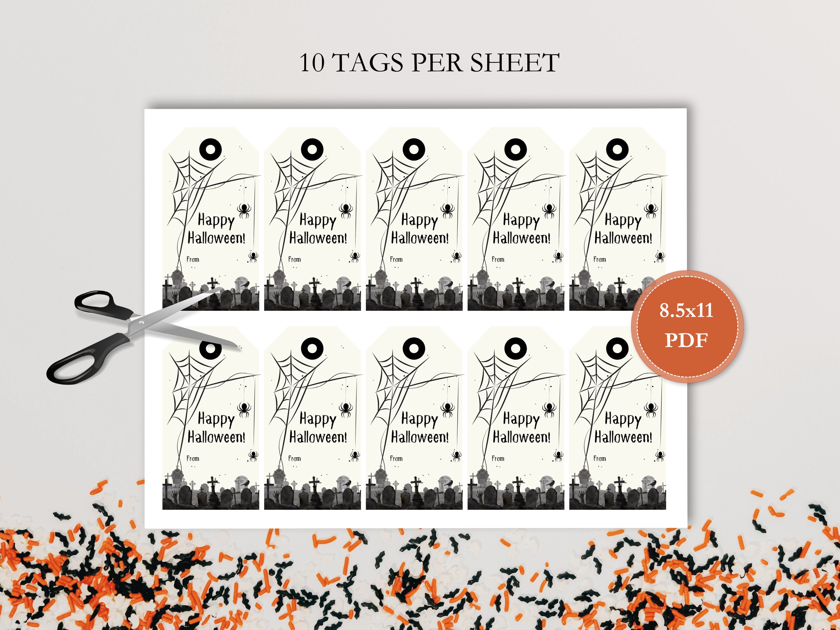 Halloween Gift Tag Printable Graveyard Treat Bag Tag - Etsy