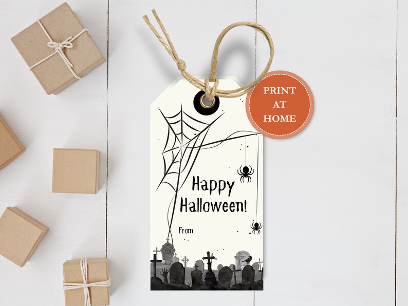 Halloween Gift Tag Printable Graveyard Treat Bag Tag - Etsy