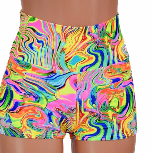 Neon Orange Sparkly Jewel High Waist Shorts 152139 | Etsy