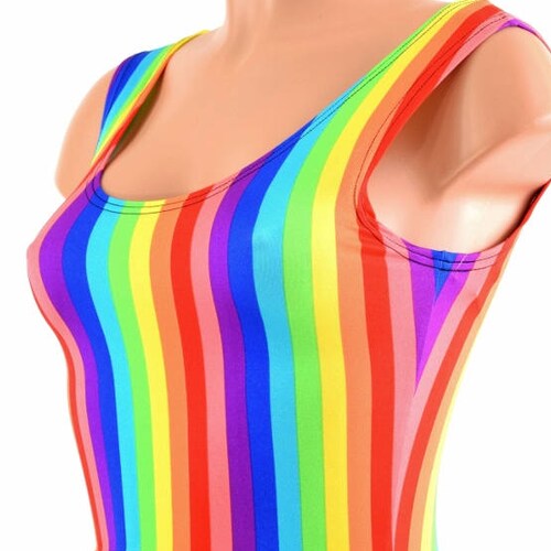 Vertical Rainbow Stripe Crop Tank 152281 | Etsy