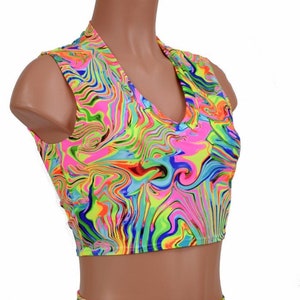 Neon Flux UV GLOW Sleeveless V Neck Crop Top - - Etsy