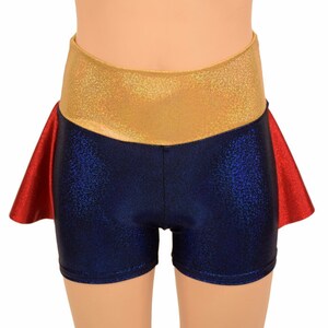 Kids Super Hero Ruffle Rump Dance Shorts // Gold SJ Waistband, Red SJ ...