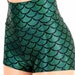High Waist Mermaid Shorts in Green Dragon Scale - - Etsy