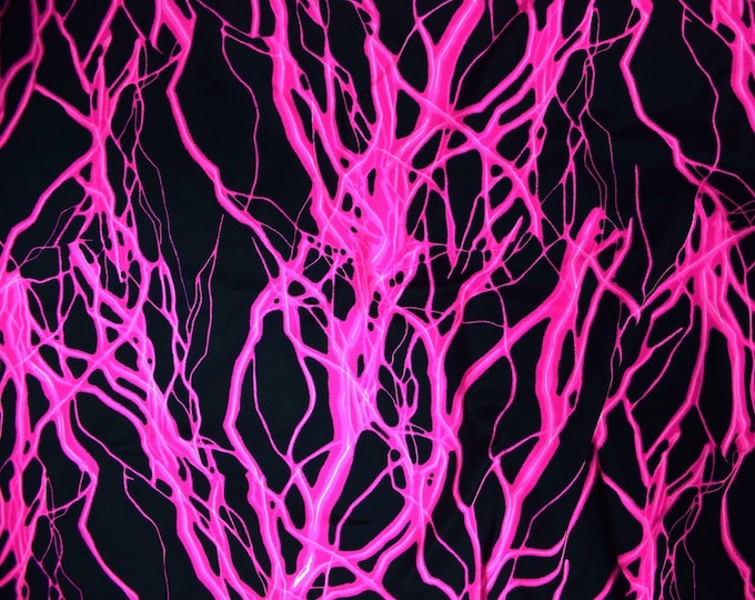 UV Neon Pink Lightning Print Four Way Stretch Fabric by the - Etsy