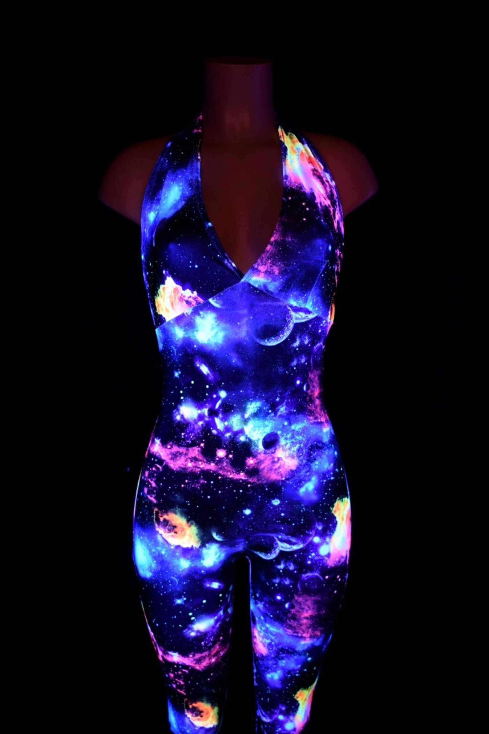 UV Glow Galaxy Halter Catsuit Rave Festival Onesie 154084 | Etsy