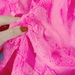 UV Glow Neon Diva Pink Minky Faux Fur Fabric by the Yard - Etsy