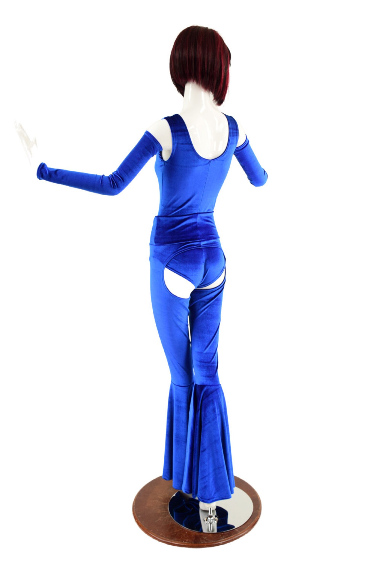 Sapphire Blue Velvet Bell Bottom Chaps Tank Style Siren Cut - Etsy