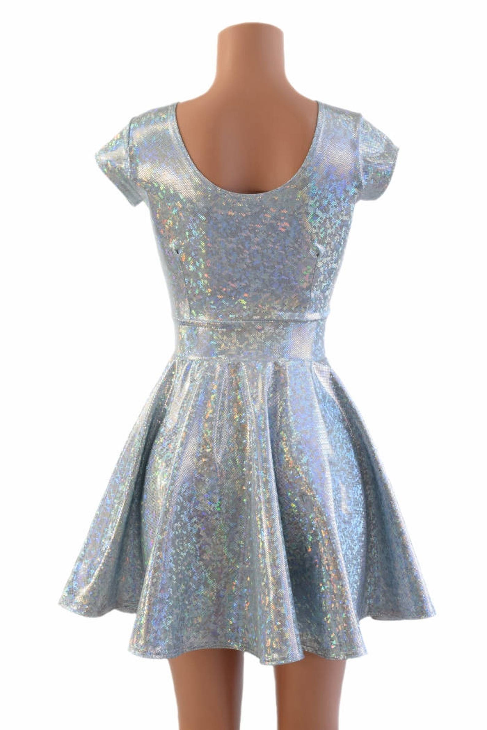 Frostbite Shattered Glass Holographic Cap Sleeve Skater Dress - - Etsy
