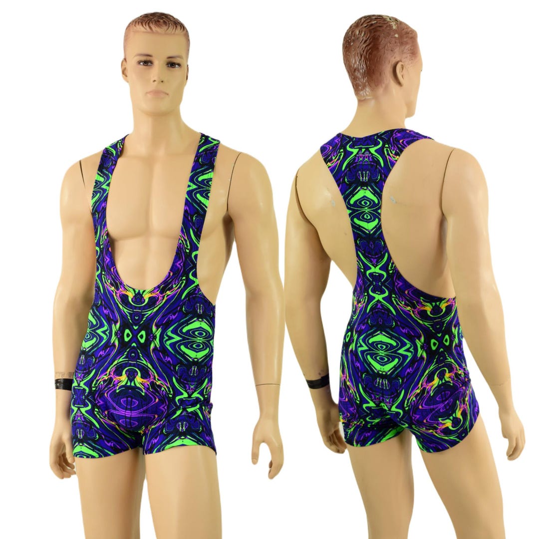 Mens Muscle Cut Y Back Singlet in Neon Melt - Etsy