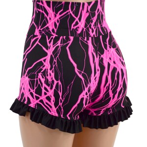 High Waist Shorts With Ruffled Leg in Neon Pink Lighting With Smooth ...