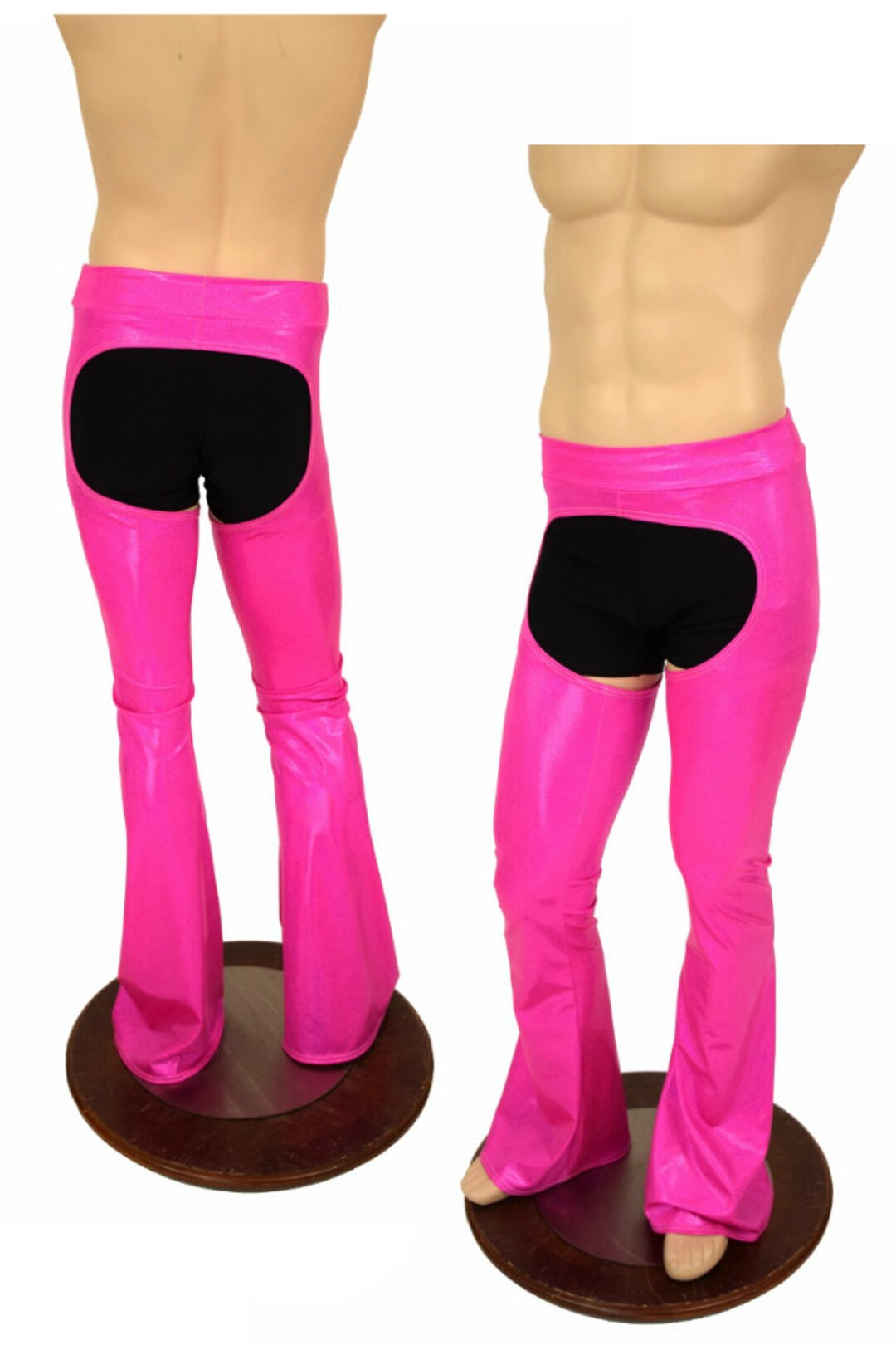 Mens Mid Rise Pink Sparkly Jewel Bootcut Spandex Chaps (SHORTS NOT ...
