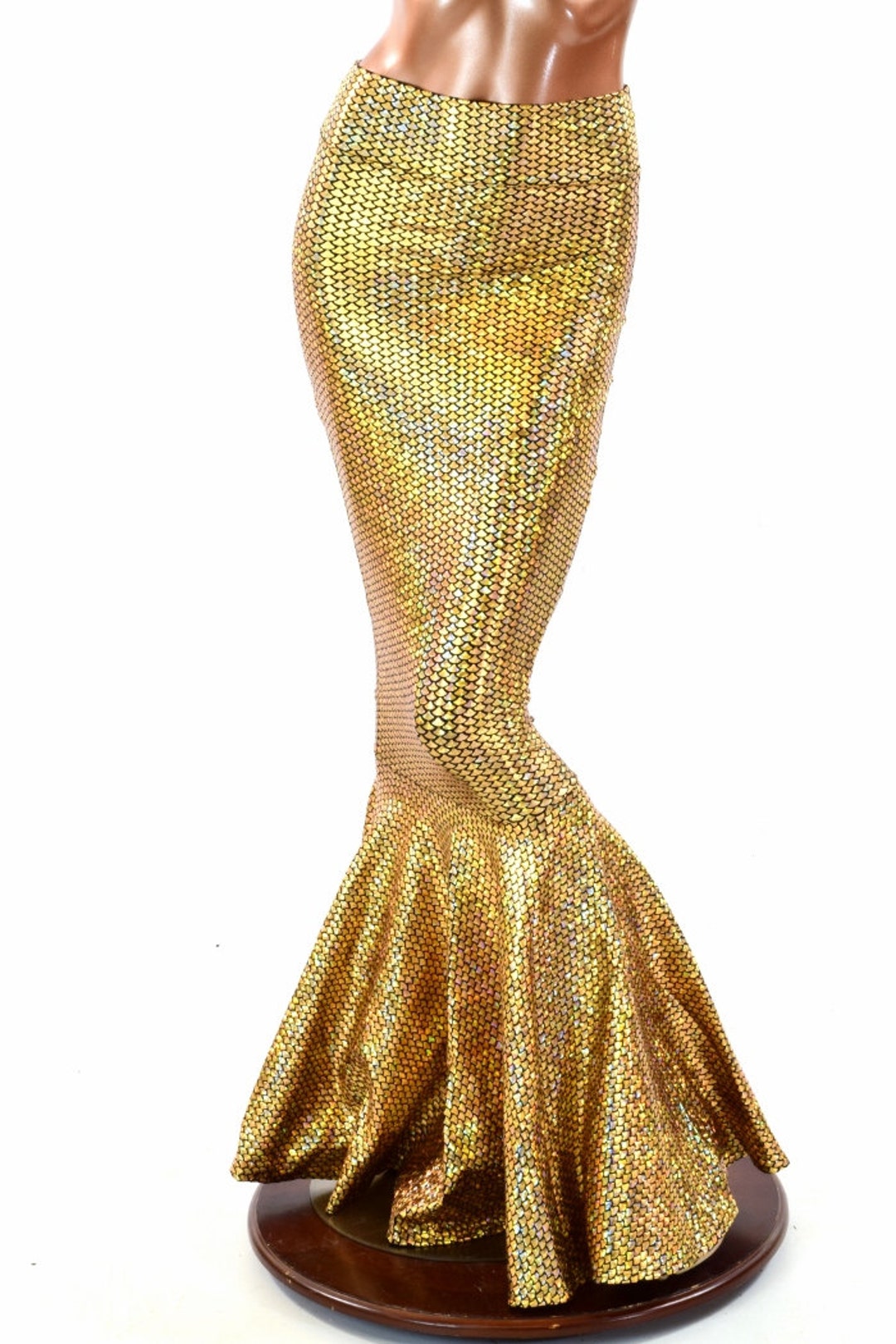 High Waist GOLD Shimmering Holographic Fish Scale Metallic Mermaid Tail ...