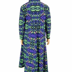 Reversible 4 Pocket Long Sleeve Hooded Duster Lime Holographic / UV ...