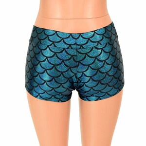 Turquoise Dragon Mermaid Scale Lowrise Shorts - - Etsy
