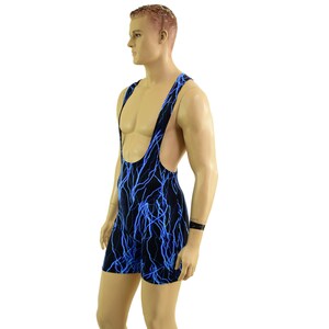 Mens Muscle Cut Y Back Singlet in Blue Lightning - Etsy