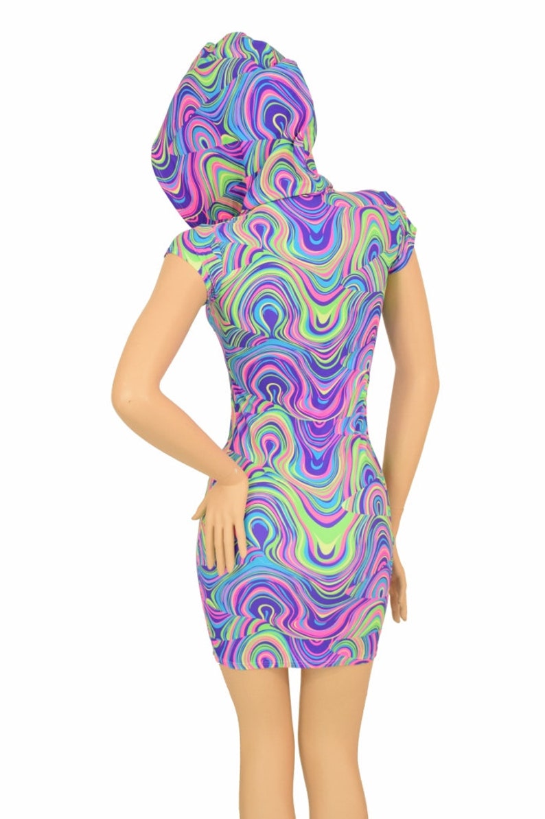 UV Glow Worm Cap Sleeve Hoodie Bodycon Dress W/neon UV Pink - Etsy
