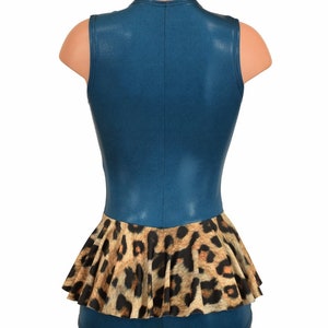 Ruffle Rump Romper in Nile Blue With Leopard Ruffle - Sleeveless, Boy ...