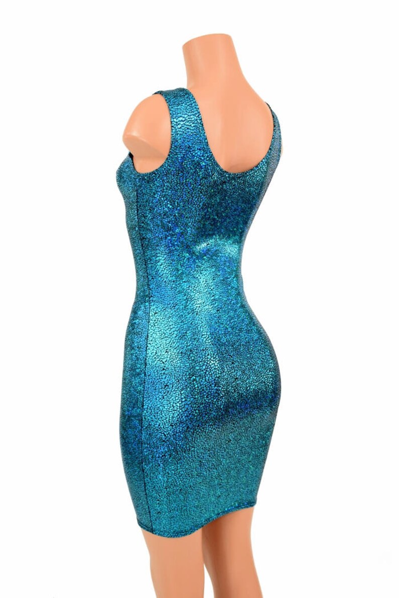 Turquoise Shattered Glass Bodycon Clubwear Dress With Tank | Etsy