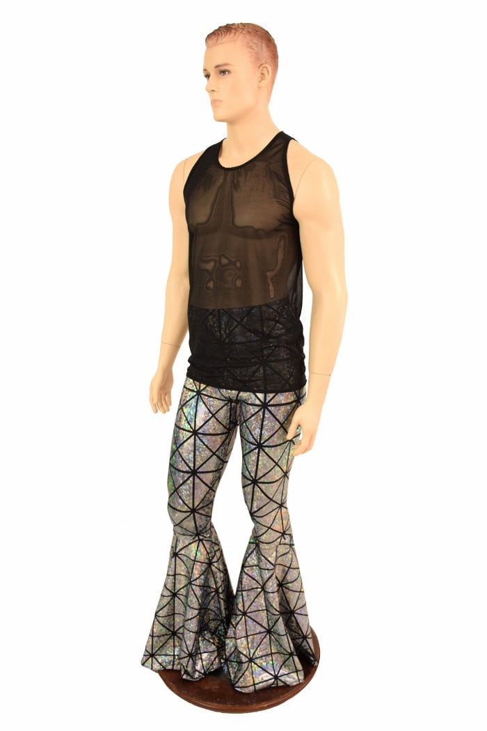 Men's Black Mesh Muscle Shirt & Silver on Black Cracked | Etsy