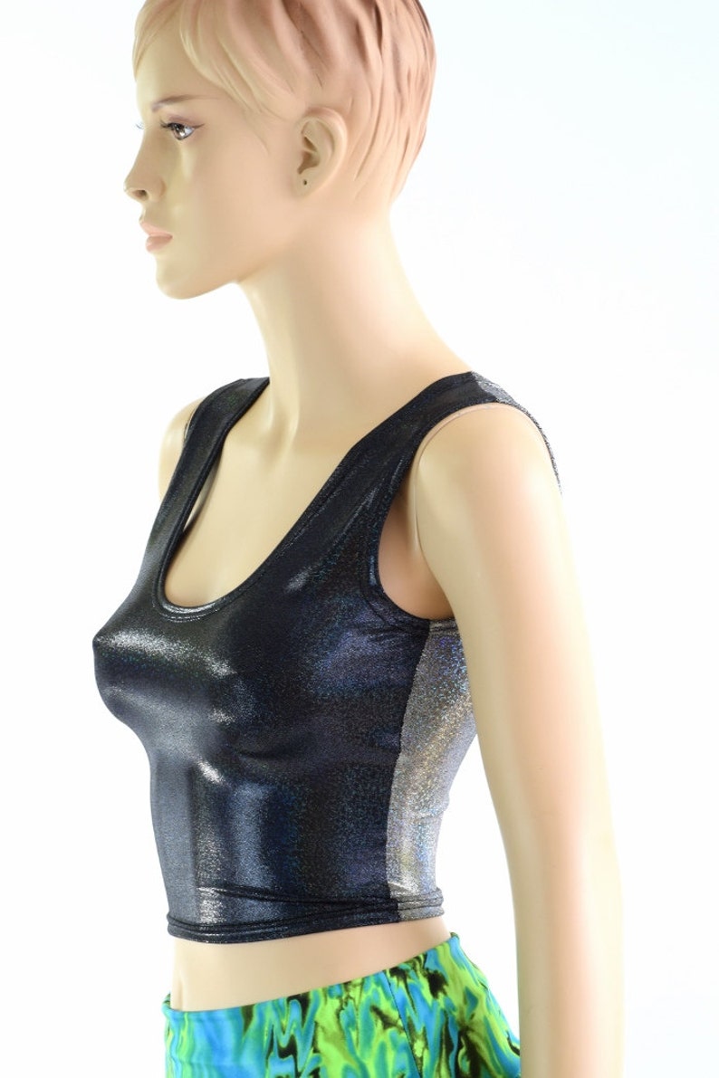 Two Tone Tank Style Crop Top Front to Back Reversible in Silver ...