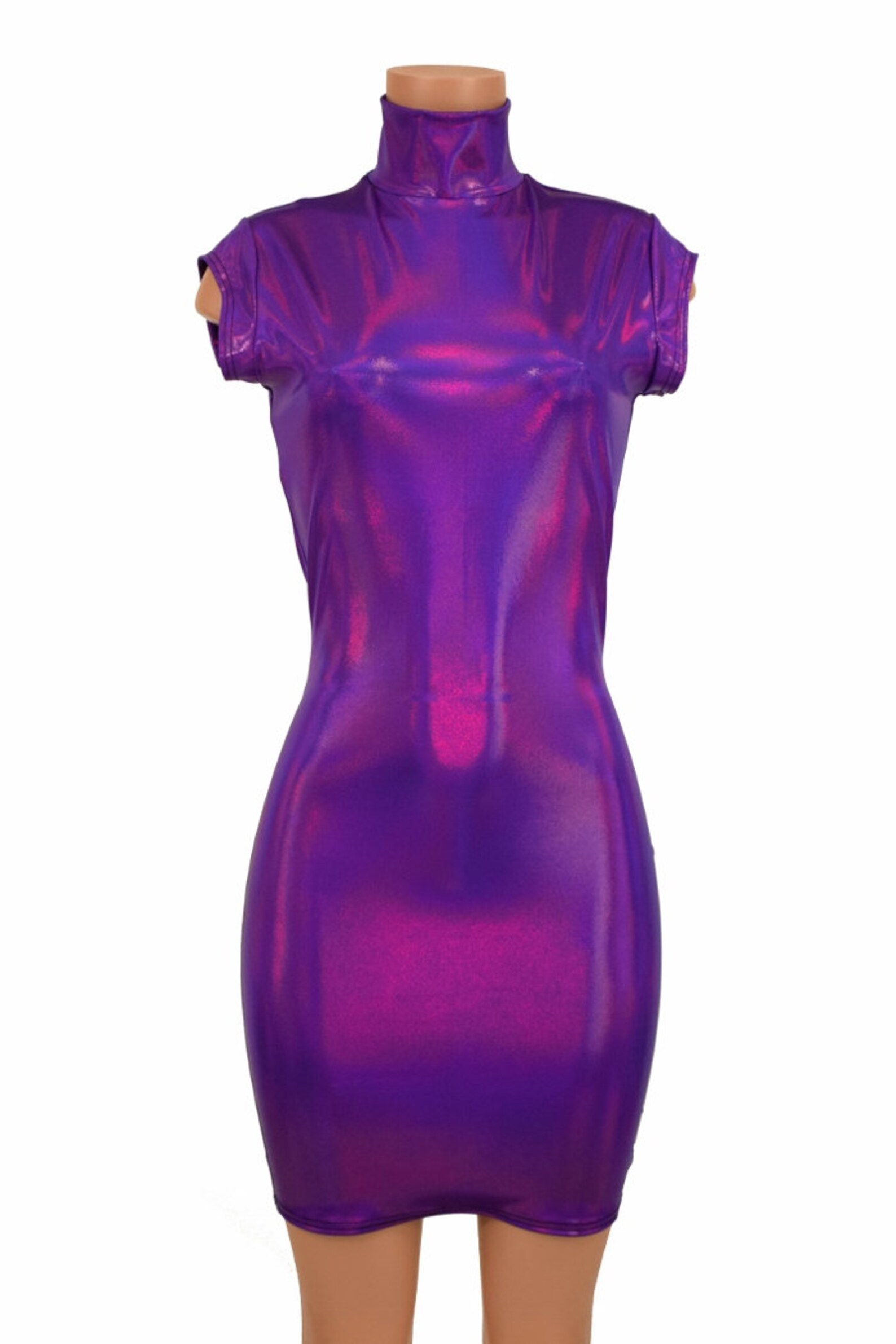 Grape Purple Holographic Bodycon Clubwear Dress With Mini Cap - Etsy