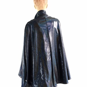 Unisex 35" Long Reversible Black & Gold Holographic Hoodless Cape Cloak ...