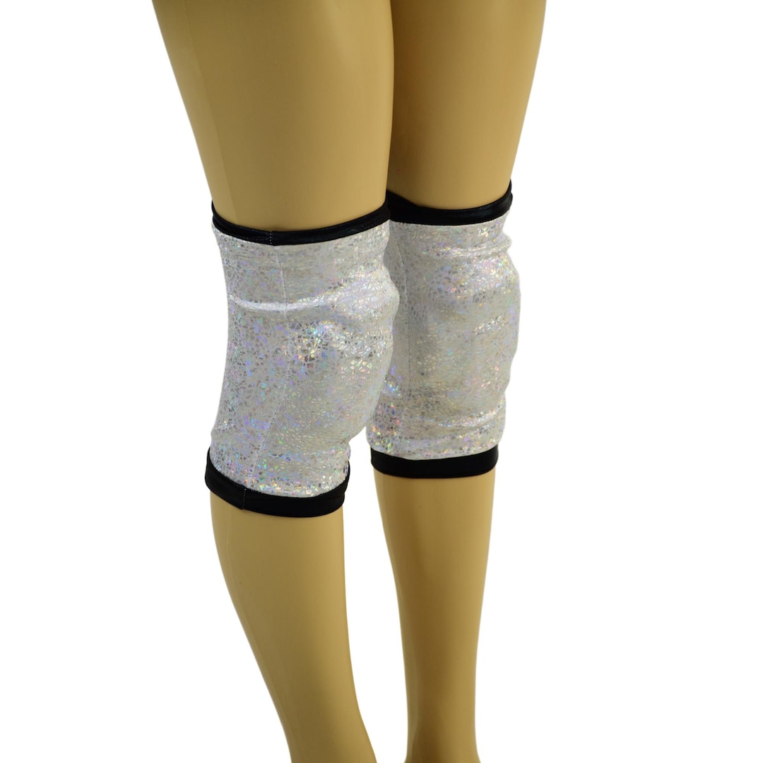 Mens or Womens Silver on White Shattered Glass Wrestling Knee Pad ...
