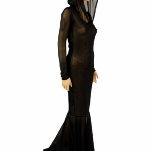 Glamorous, Bombshell Sheer Mesh See Through Hooded Gothic Gown With ...