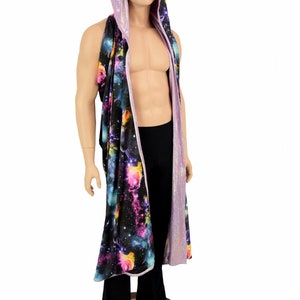 Reversible Hooded Racerback Duster Lilac Holographic / UV Glow Galaxy ...