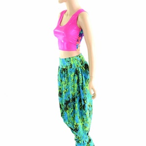 Two Tone Tank Style Crop Top Front to Back Reversible in Neon Pink ...