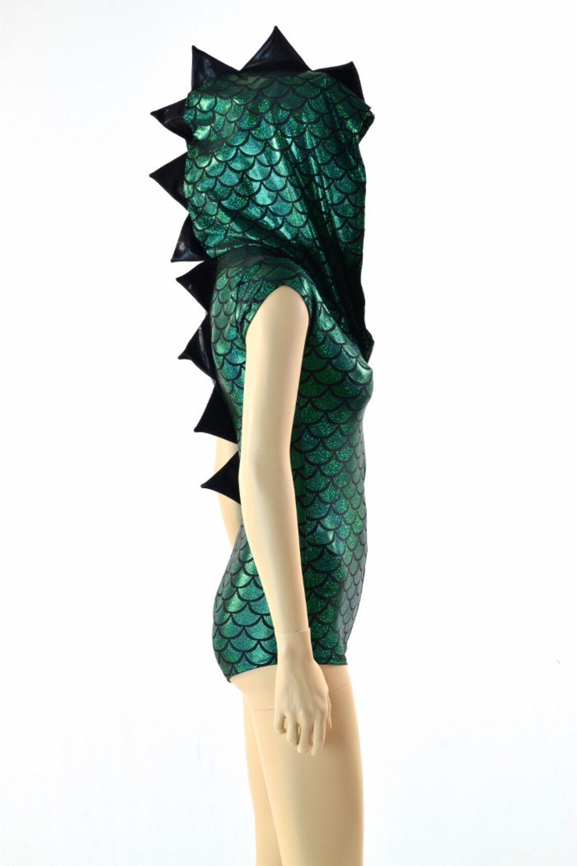 Green Dragon Scale Holographic Zipper Front Cap Sleeve Hoodie - Etsy ...