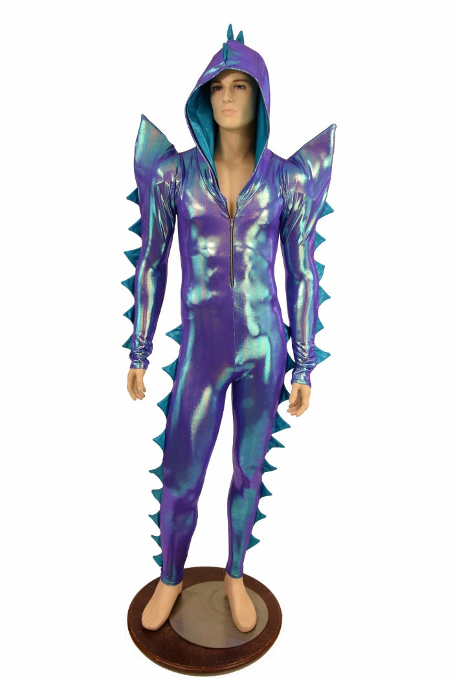 Moonstone Metallic Spiked Mega Sharp Shoulder Hooded Zipper Front ...