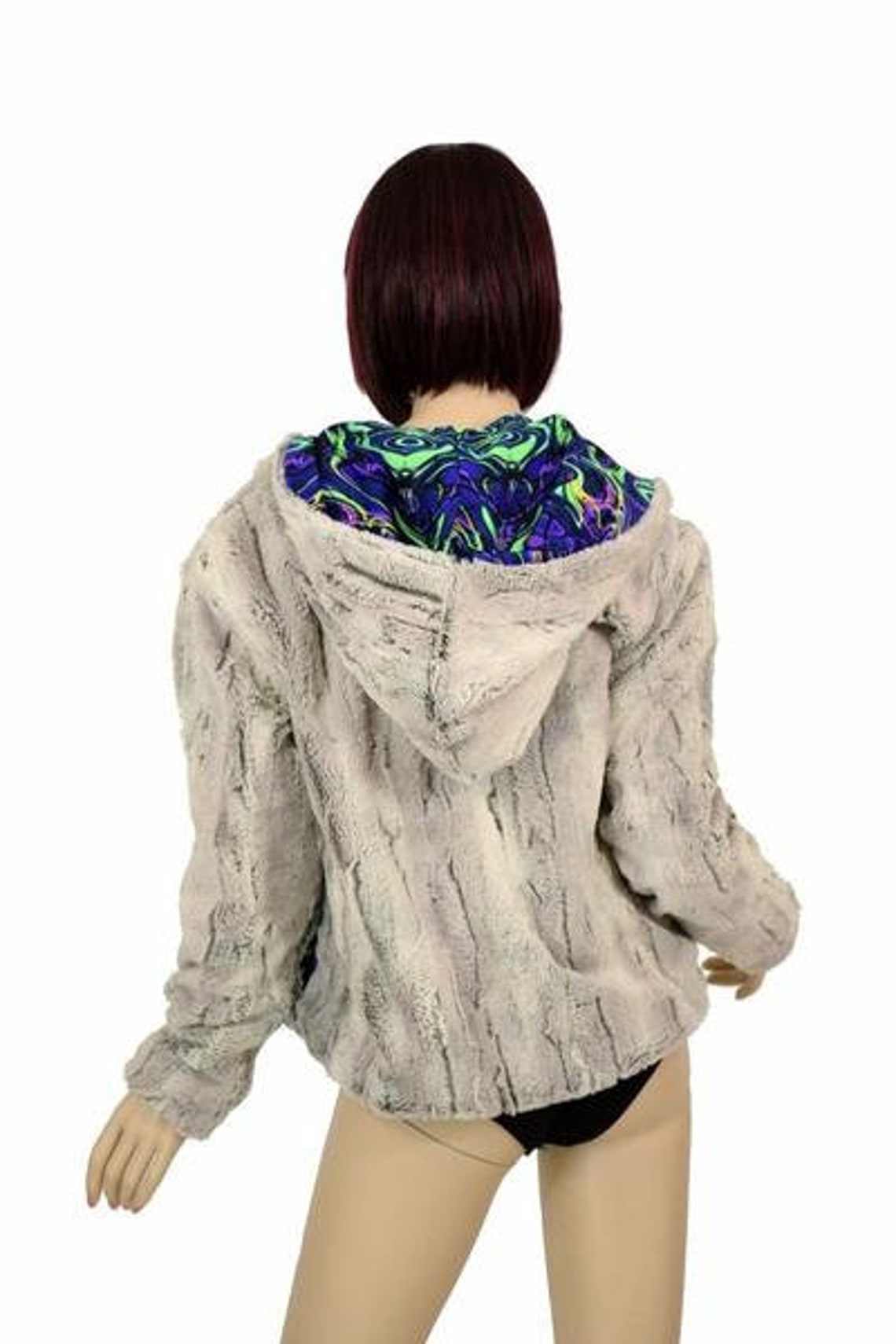 Minky Faux Fur Reverisble Short Jacket With Neon Flux Liner - Etsy