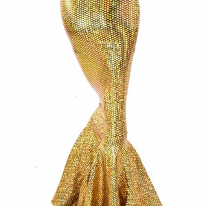 High Waist GOLD Shimmering Holographic Fish Scale Metallic Mermaid Tail ...