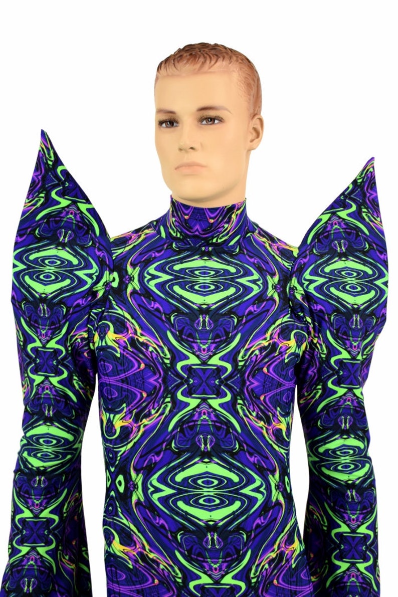 UV GLOW Neon Melt Mega Sharp Shoulder Pixie Sleeve Turtle Neck - Etsy