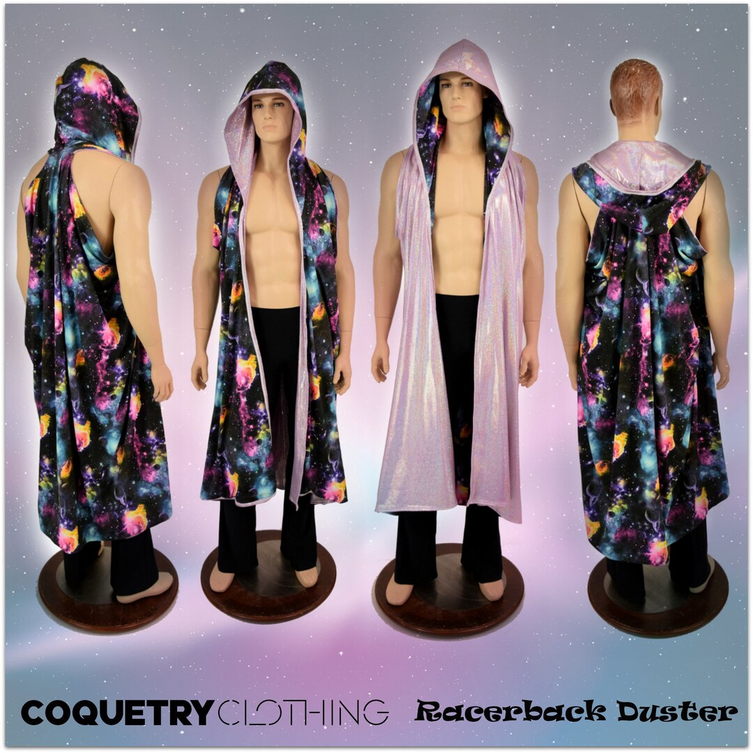 Reversible Hooded Racerback Duster Lilac Holographic / UV Glow Galaxy ...