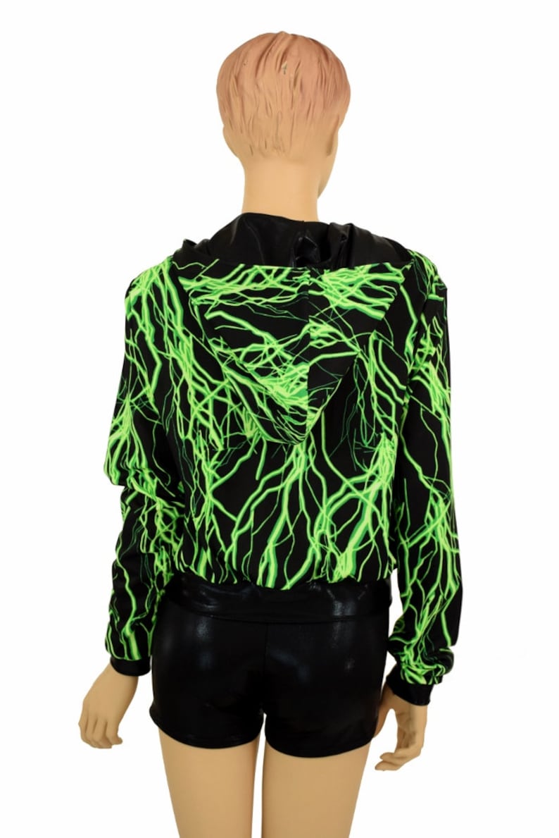 Green Lightning UV GLOW Long Sleeve Zipper Front Cropped "kimberly ...