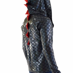 Mens Long Sleeve Black Dragon Zipper Front Top With Red Sparkly Jewel ...