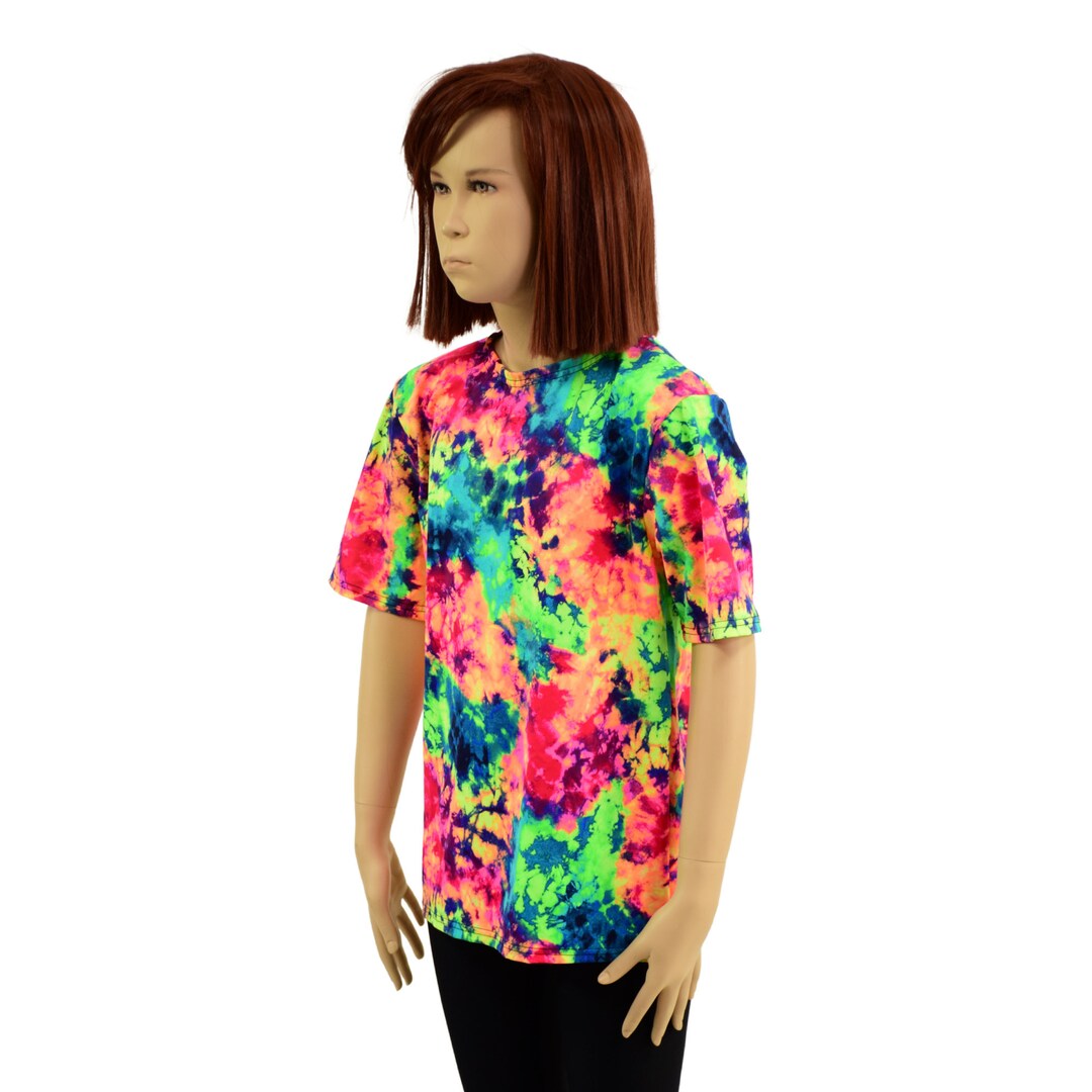 Childrens Neon UV Glow Acid Splash Shirt With Tee Sleeves 15810095 - Etsy