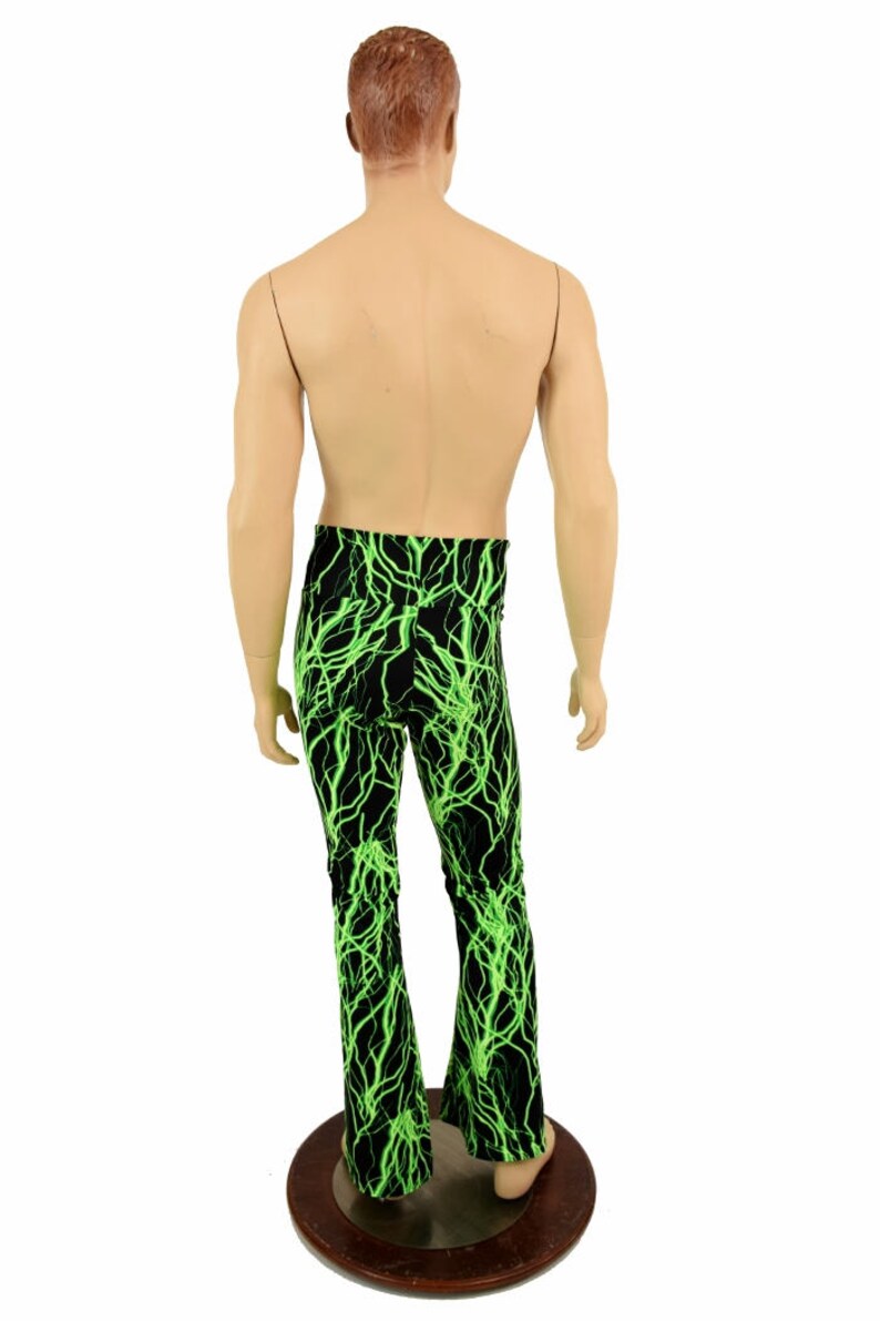 Mens Neon UV Glow Green Lightning Bootcut Pants 155091 - Etsy Australia