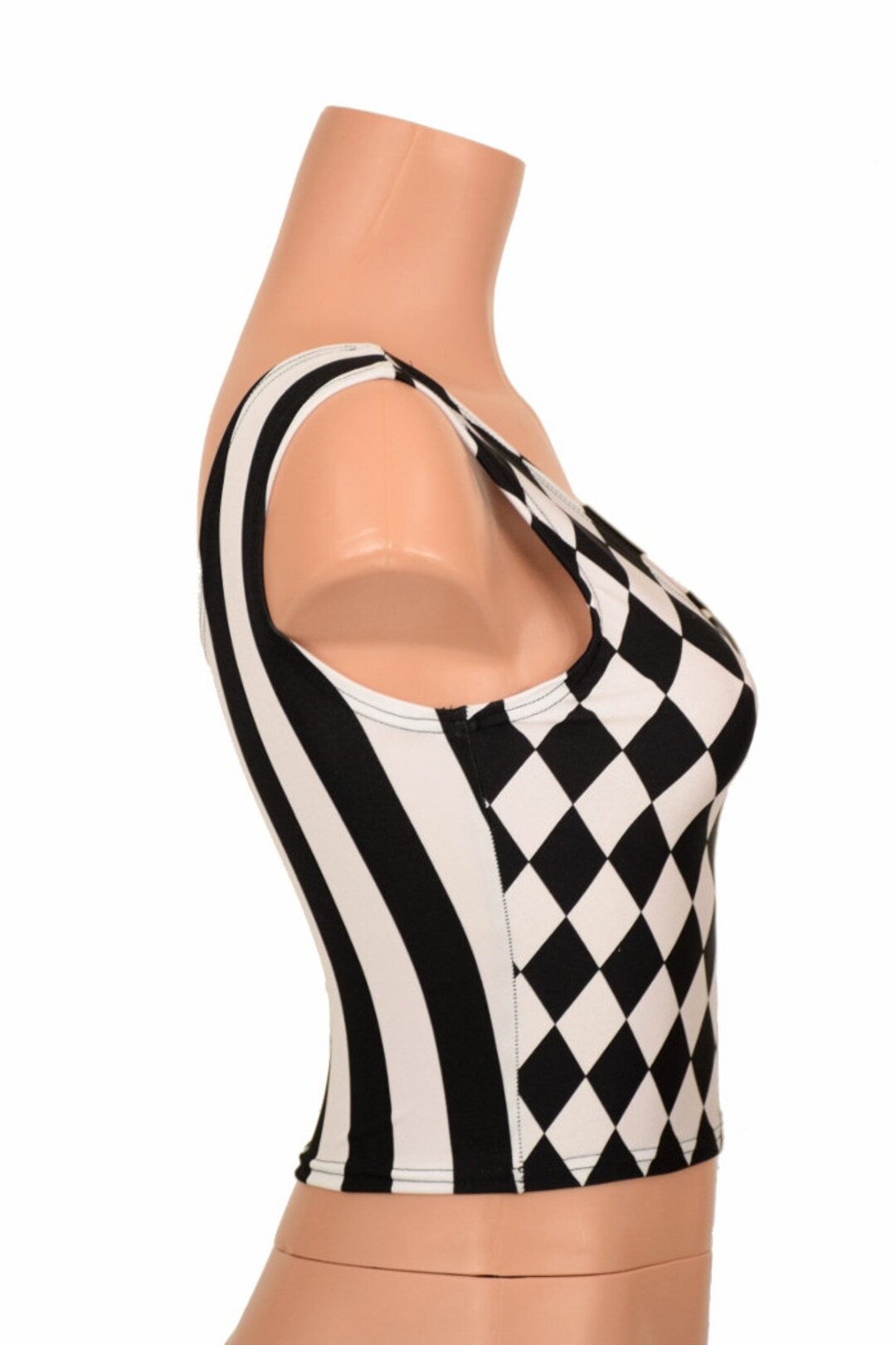 Two Tone Tank Style Crop Top Front to Back Reversible in Black and ...