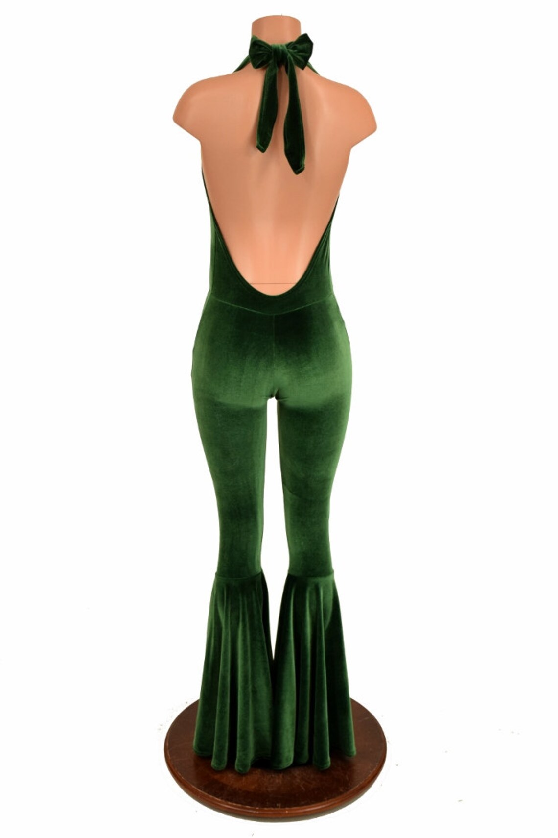 Forest Green Velvet "josie" Halter Catsuit With Bell Bottom Flares - Etsy