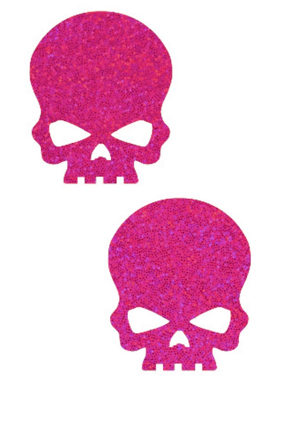 Pink Sparkly Jewel Holographic Skull Pasties Body Stickers | Etsy