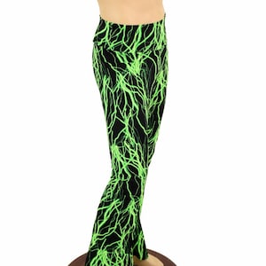 Mens Neon UV Glow Green Lightning Bootcut Pants -155091 - Etsy