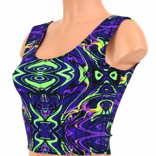 Neon UV Glow Blue Lightning Crop Tank-1500111 - Etsy