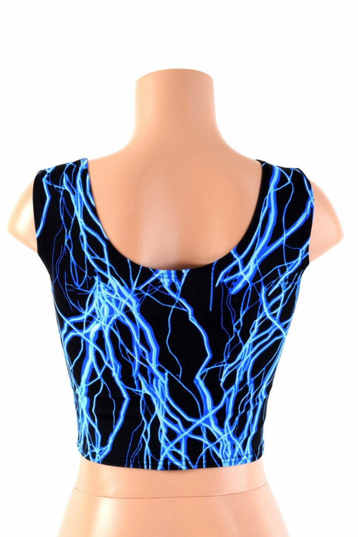 Neon UV Glow Blue Lightning Crop Tank-1500111 - Etsy