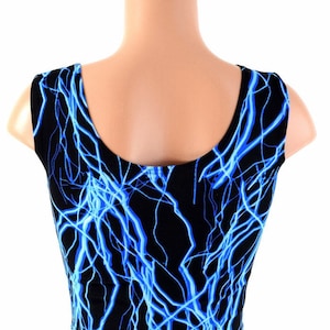 Neon UV Glow Blue Lightning Crop Tank-1500111 - Etsy