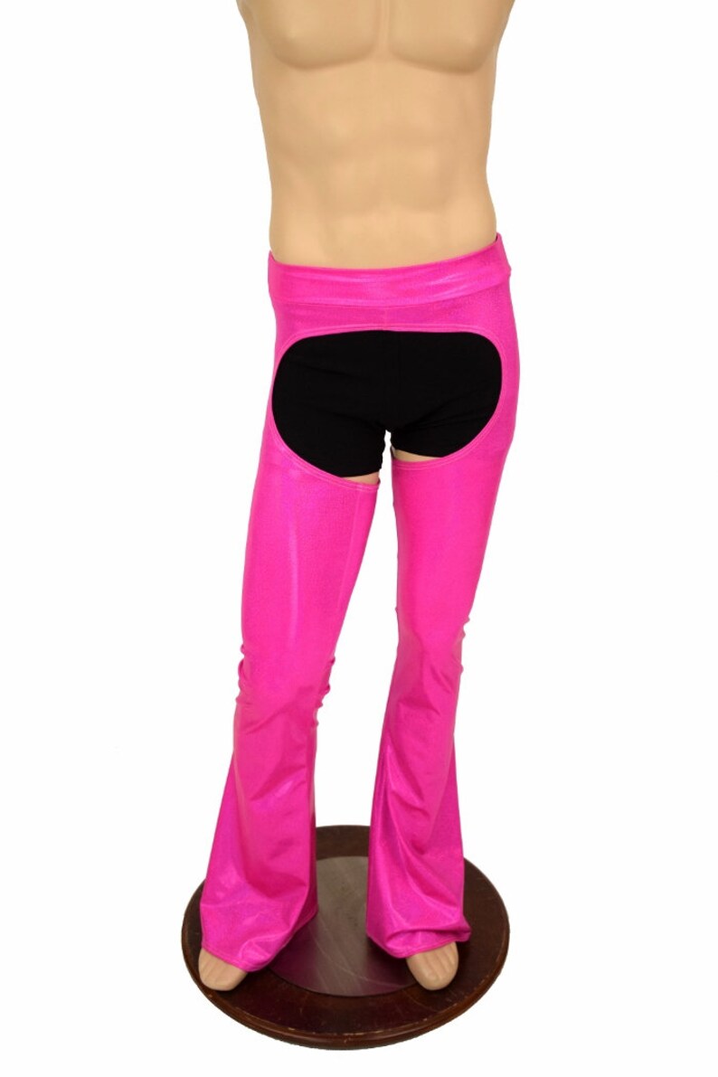 Mens Mid Rise Pink Sparkly Jewel Bootcut Spandex Chaps (SHORTS NOT ...
